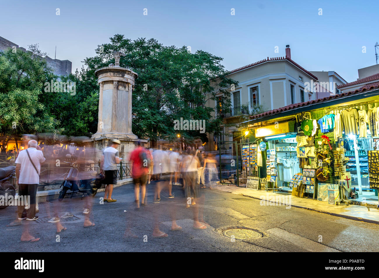 Plaka,an old historical neighbourhood of Athens, near Acropolis Stock ...