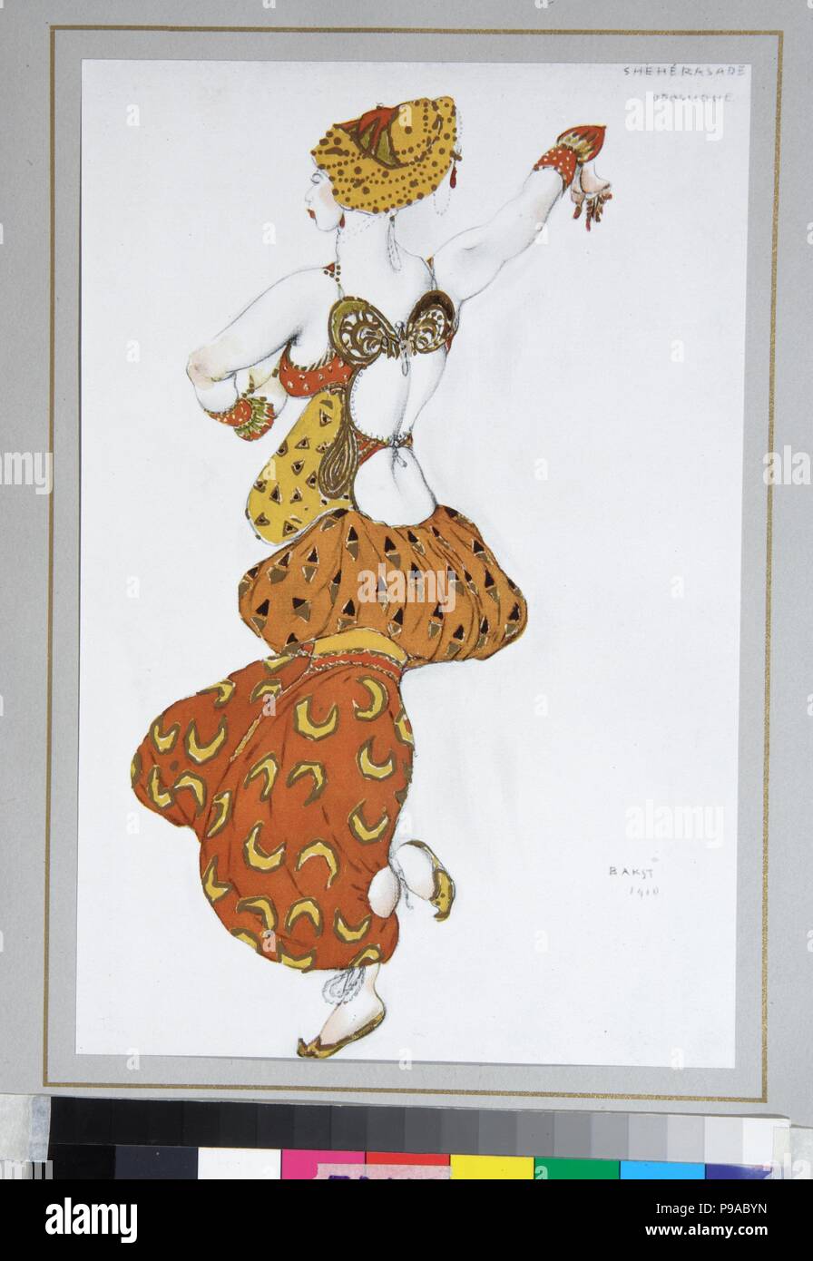 Odalisque. Costume design for the ballet Sheherazade by N. Rimsky ...