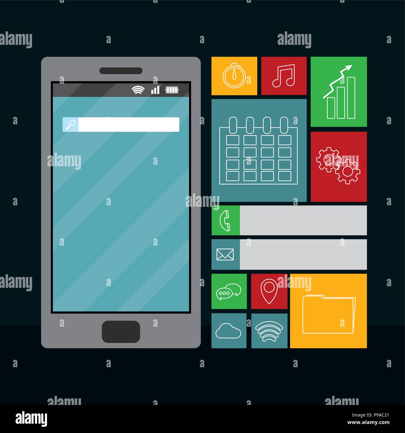 Smartphone with mobile app menu Stock Vector Image & Art - Alamy