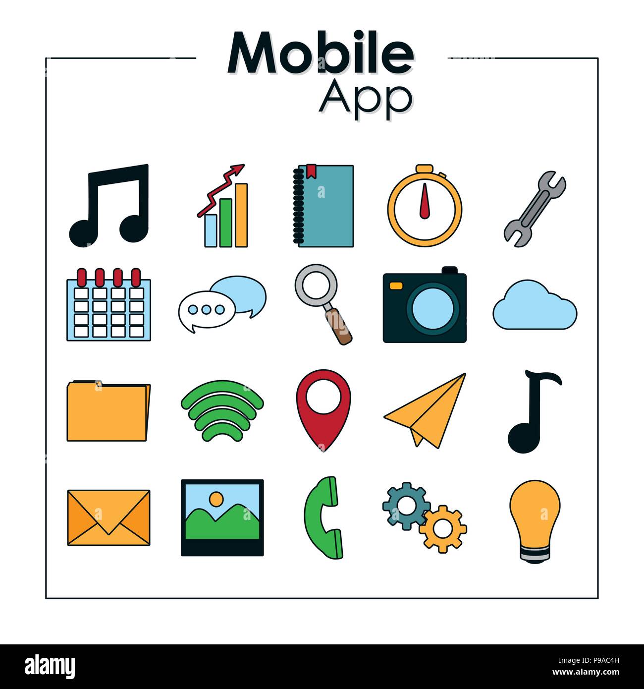 Set of mobile app icons Stock Vector Image & Art - Alamy