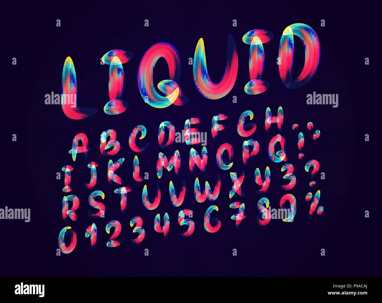 Fluid colored letter. Alphabet font of melting liquid. Design 3d sign ...