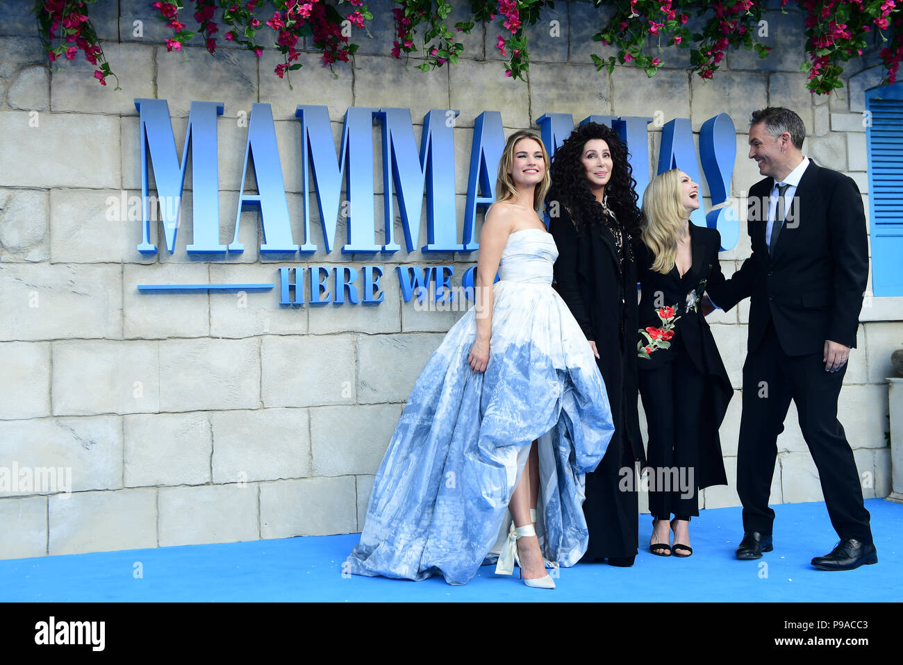 Lily James, Cher, Amanda Seyfried and Ol Parker attending the premiere ...