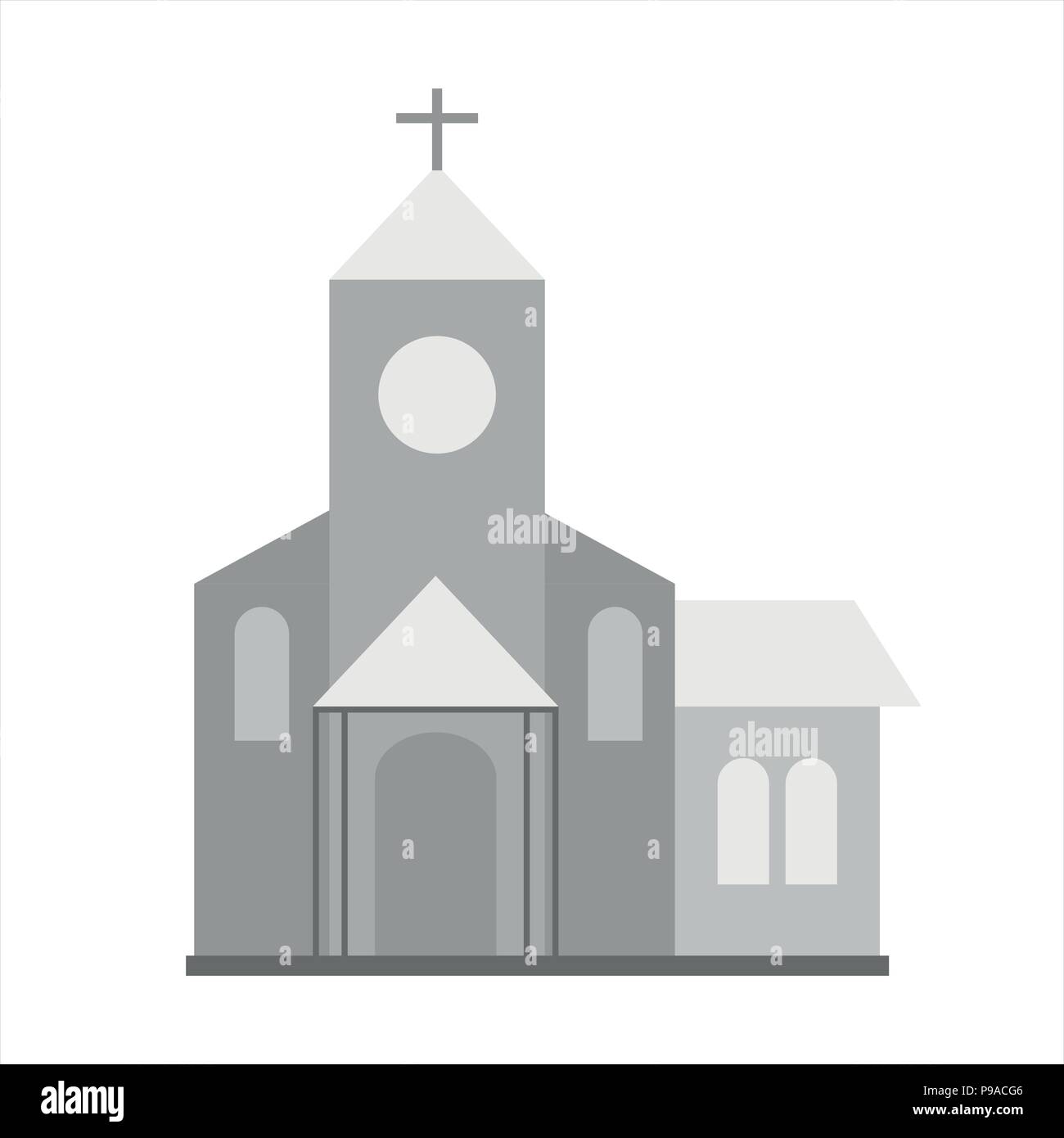 Church icon. Gray monochrome illustration of church vector Stock Vector ...