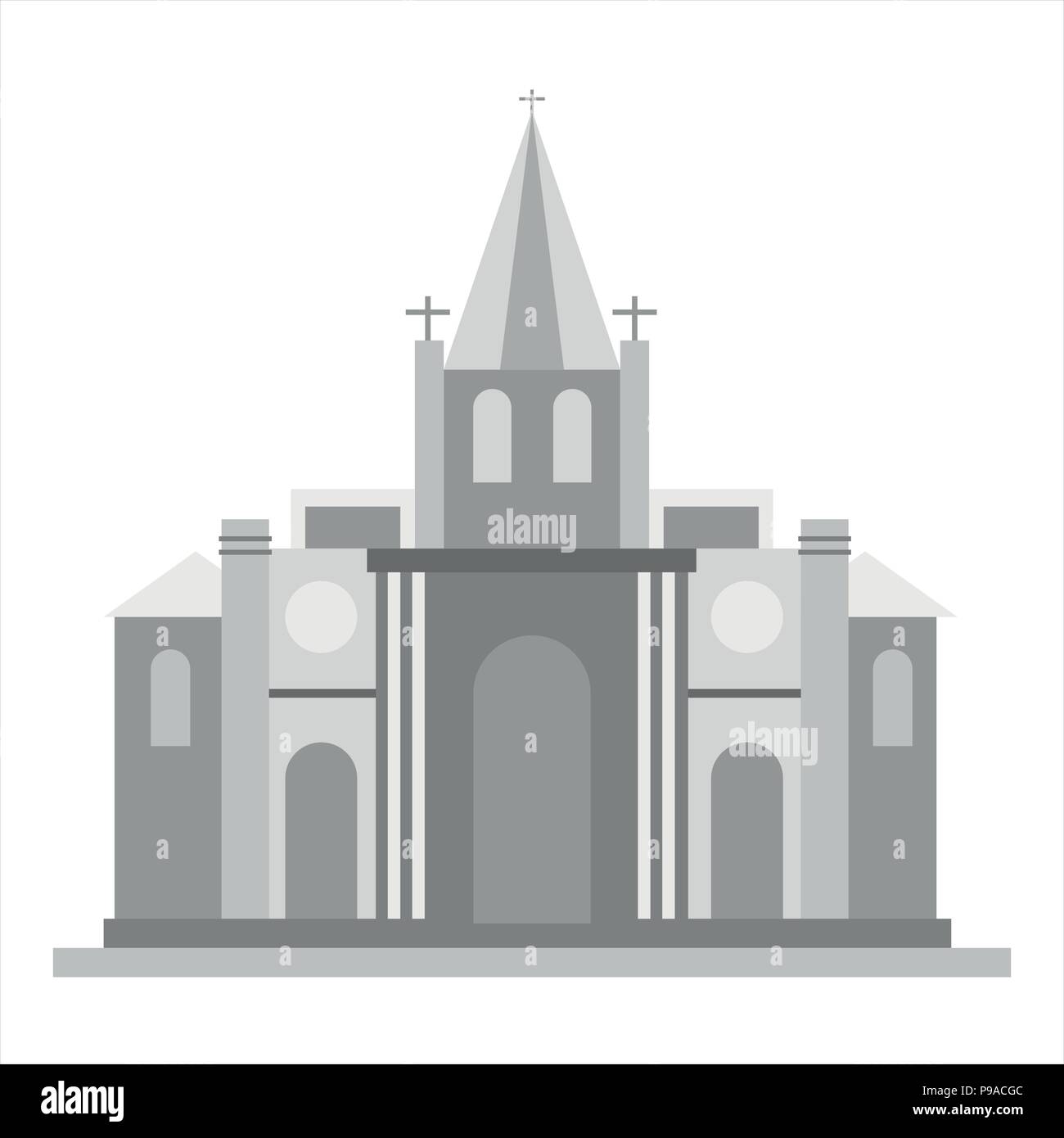 Church icon. Gray monochrome illustration of church vector Stock Vector ...
