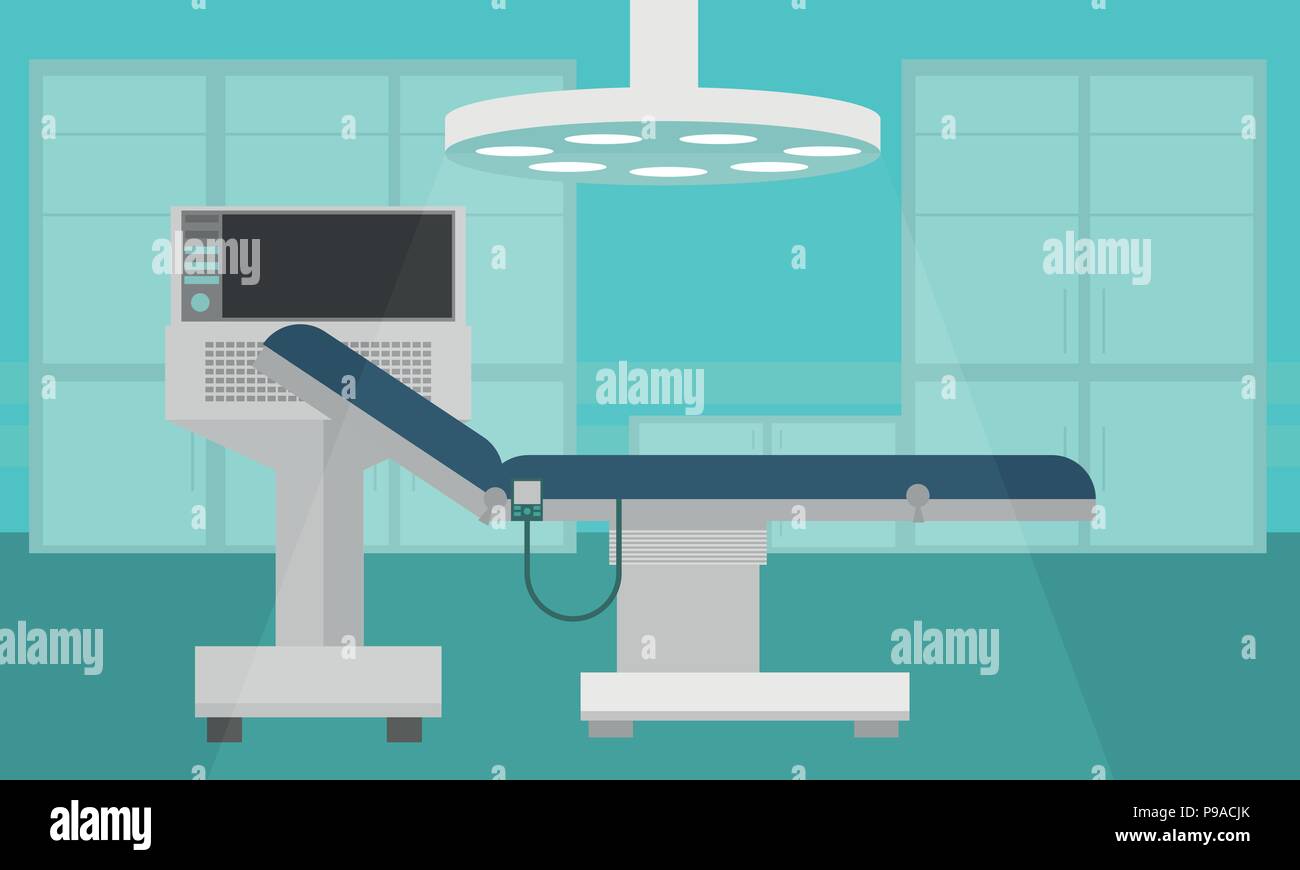 Hospital Room Interior Intensive Therapy Flat Vector Illustration Stock ...