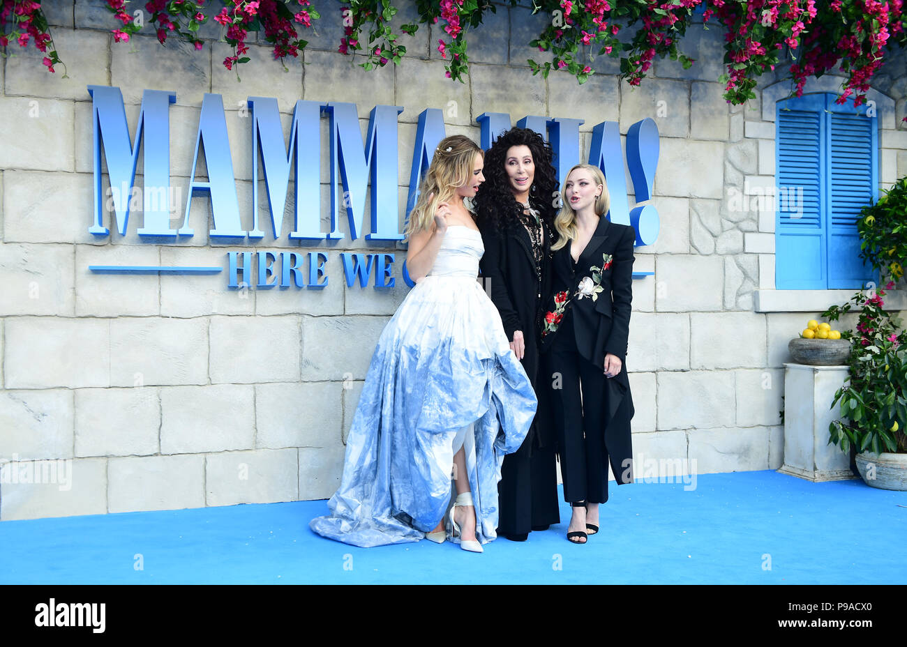 Lily James, Cher and Amanda Seyfried attending the premiere of Mamma ...