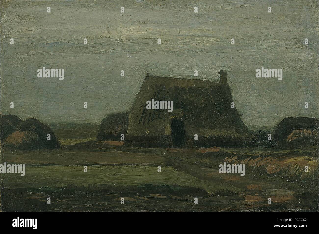 Farm with stacks of peat. Museum: Van Gogh Museum, Amsterdam Stock ...