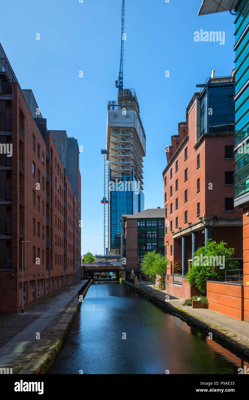 The Axis apartment block under construction, from the Rochdale Canal ...