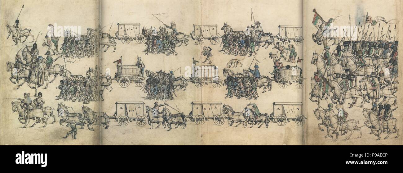 Army train (From the Medieval Housebook of Wolfegg Castle). Museum ...