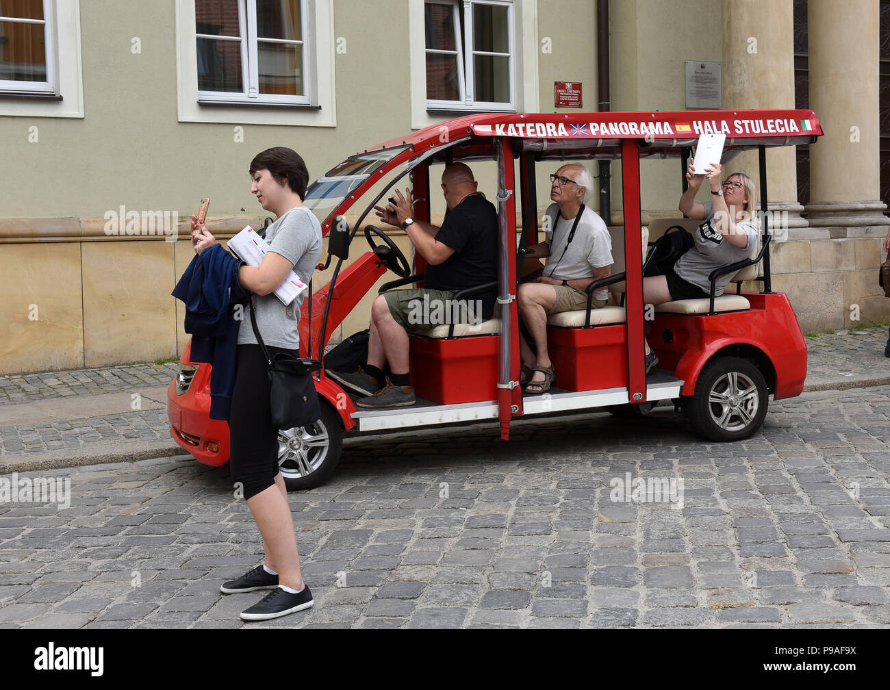 Tourist bus on Cathedral Island Wroclaw, Silesia, Poland, Europe 2018 ...