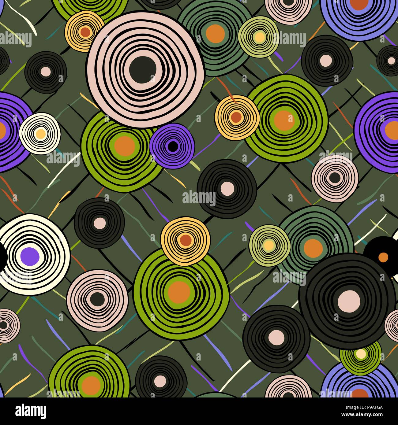 Seamless repeating ethnic pattern from circles and lines Stock Vector ...