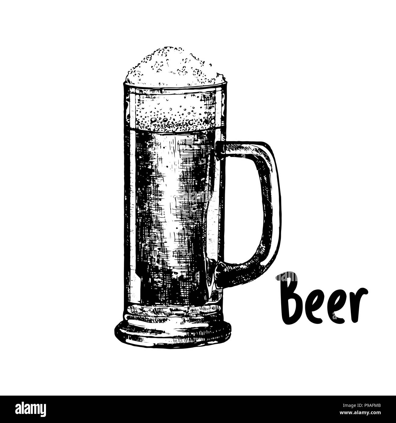 Hand drawn sketch style Beer isolated on white background. Vector ...