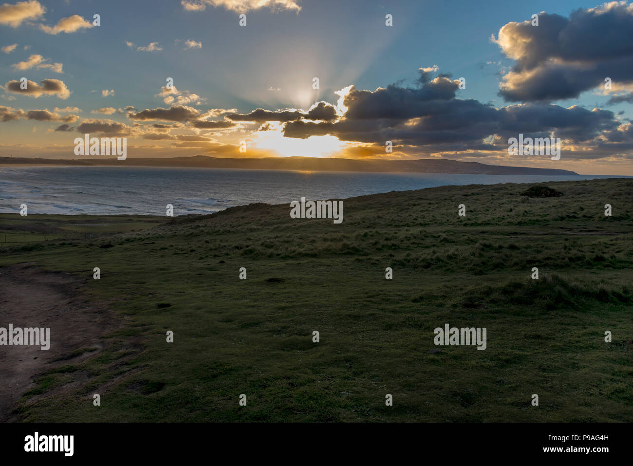 Sunset captured at Gwithian, Hayle, UK Stock Photo - Alamy