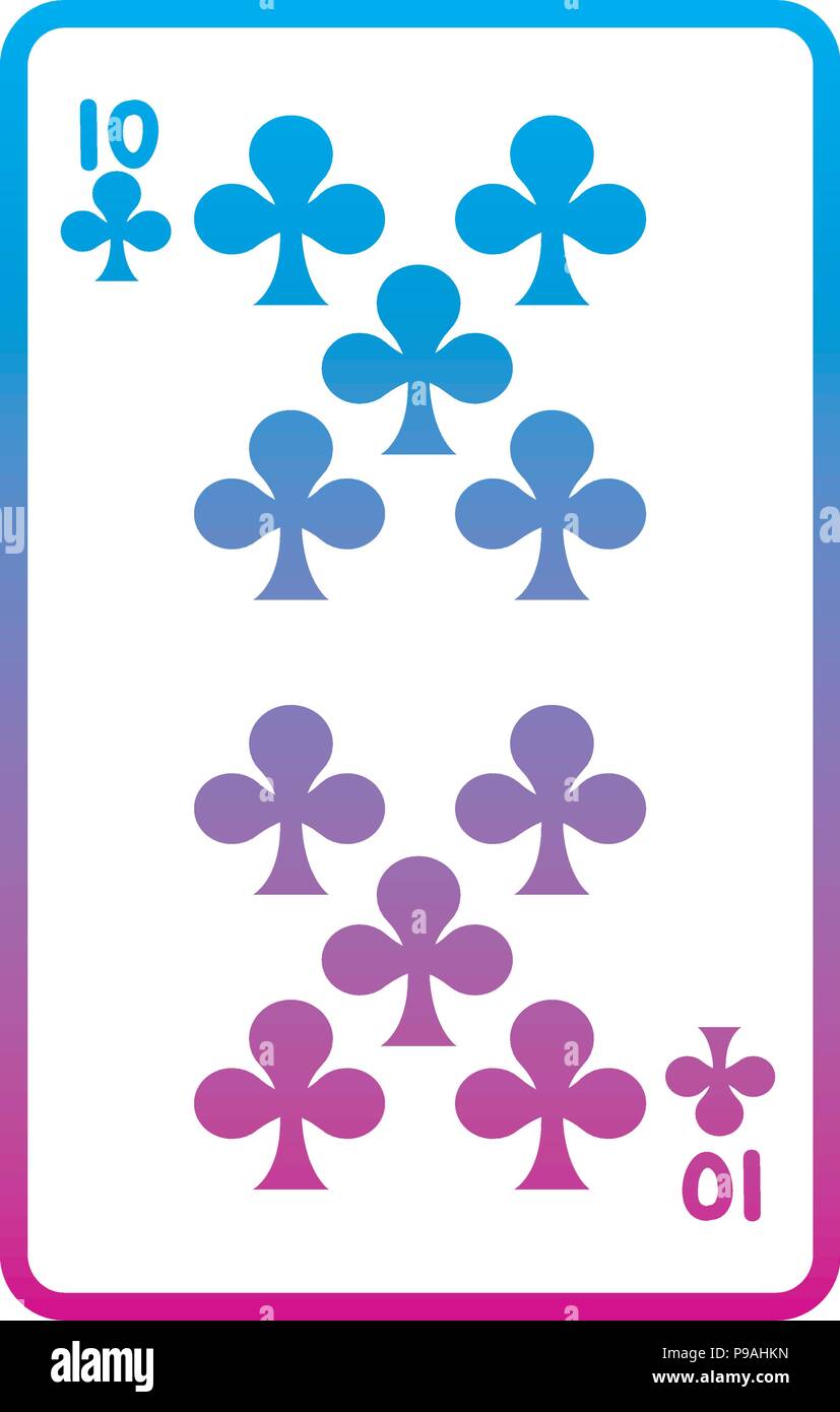 degraded line ten clovers casino card game vector illustration Stock ...