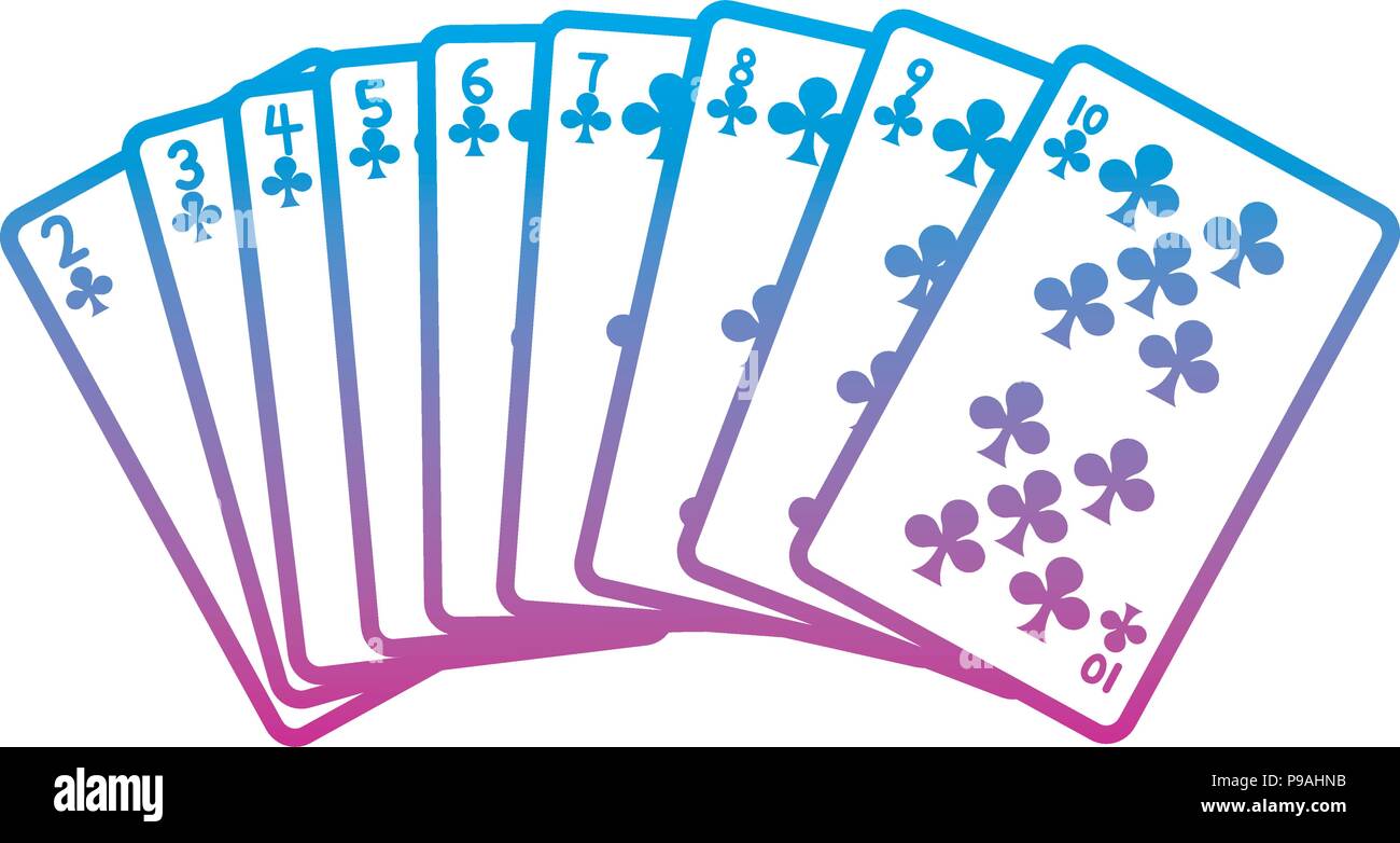 degraded line clovers cards classic casino game vector illustration ...