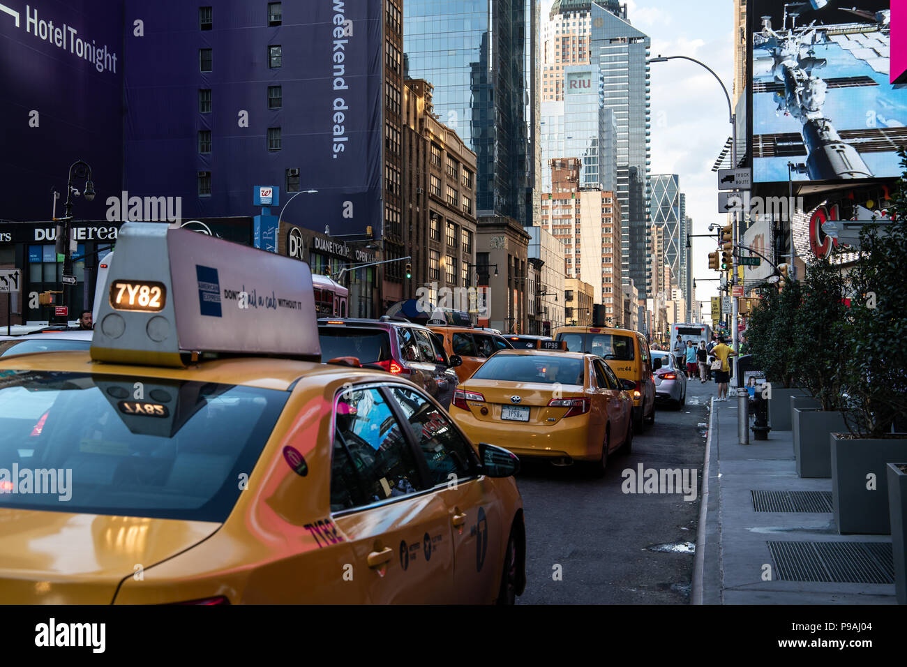 New York City / USA - JUL 13 2018: Seventh avenue street view at rush ...