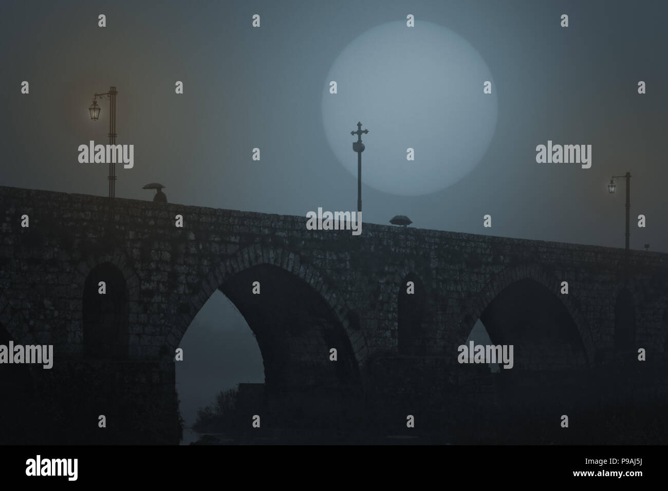 Gothic bridge in misty hi-res stock photography and images - Alamy