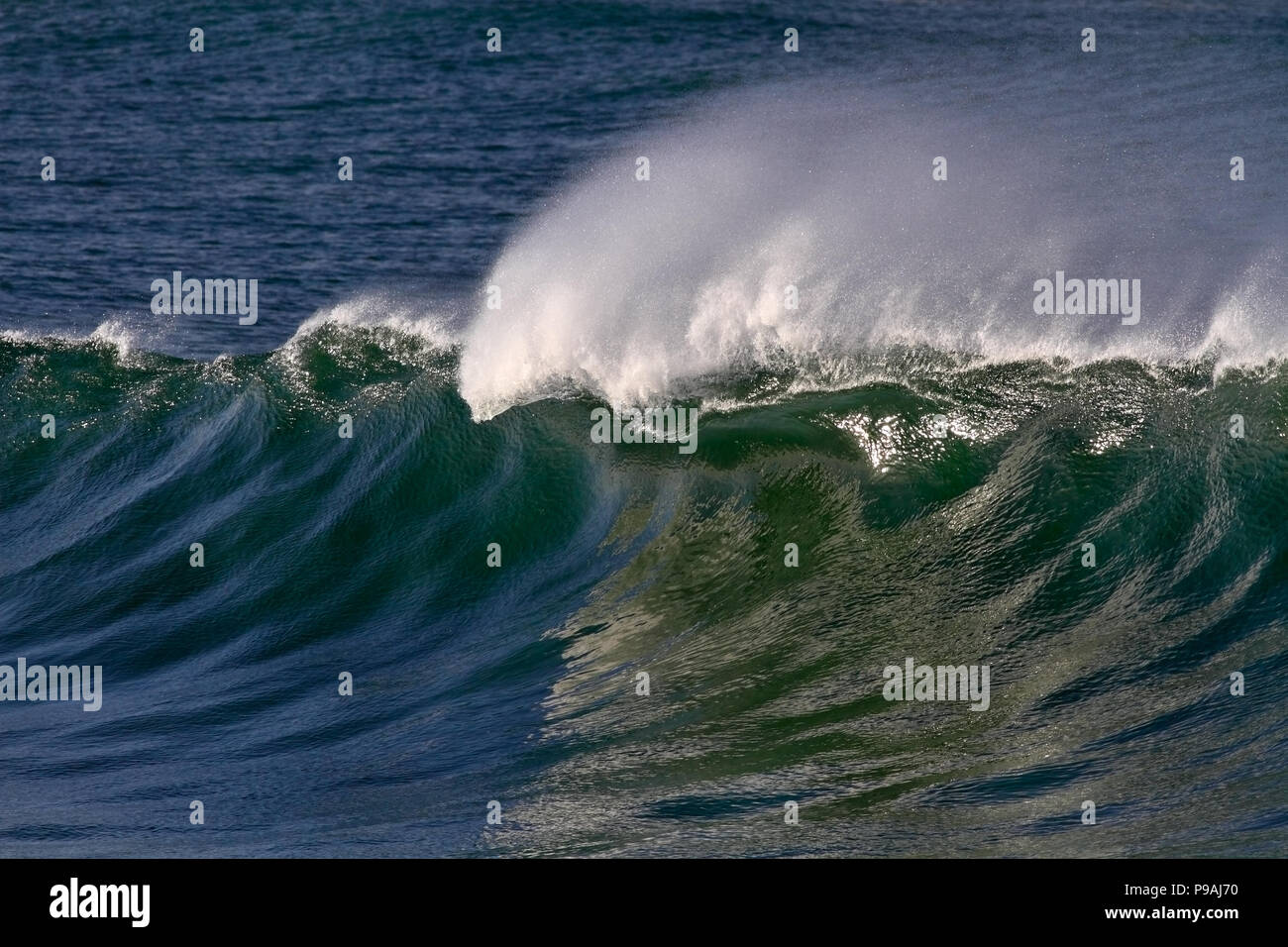 Detailed image of a breaking ocean long wave Stock Photo - Alamy