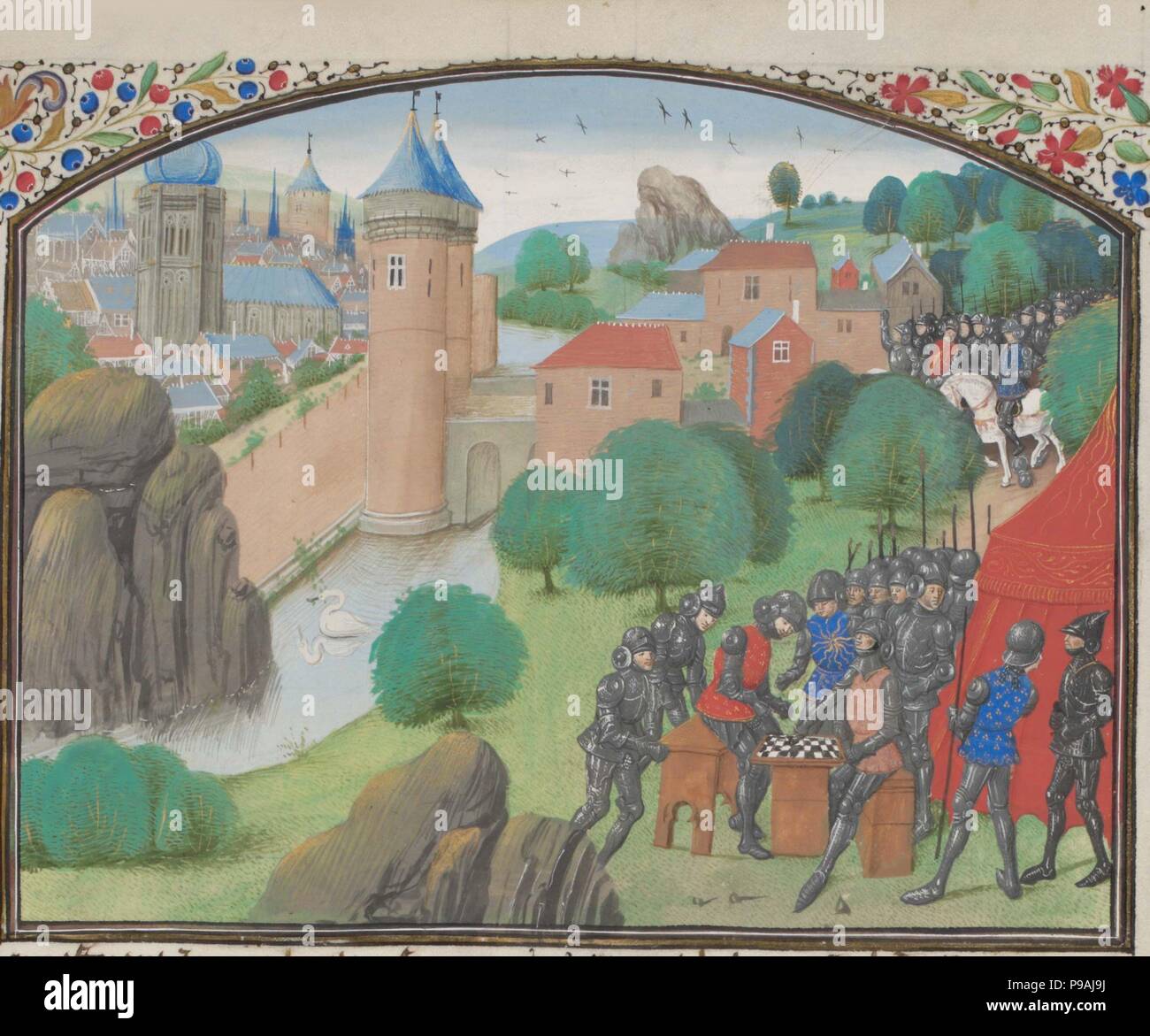 Soldiers playing dice before the city of Caesarea. Miniature from the ...