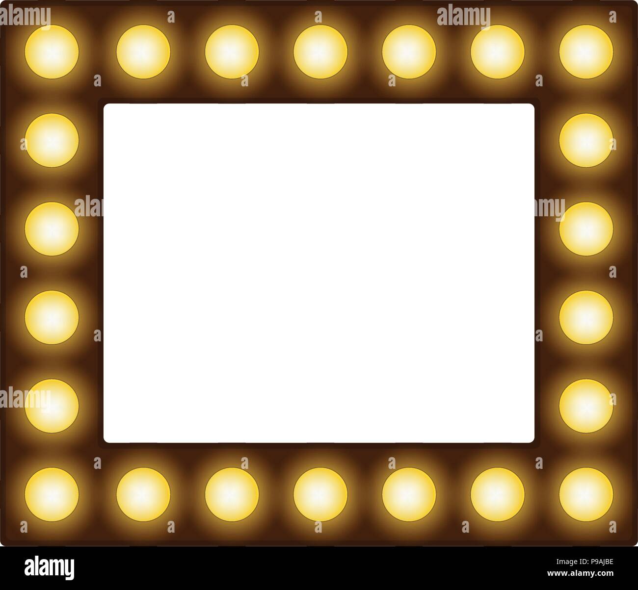 Square frame with lamps, place for text or photo with lighting bulbs ...