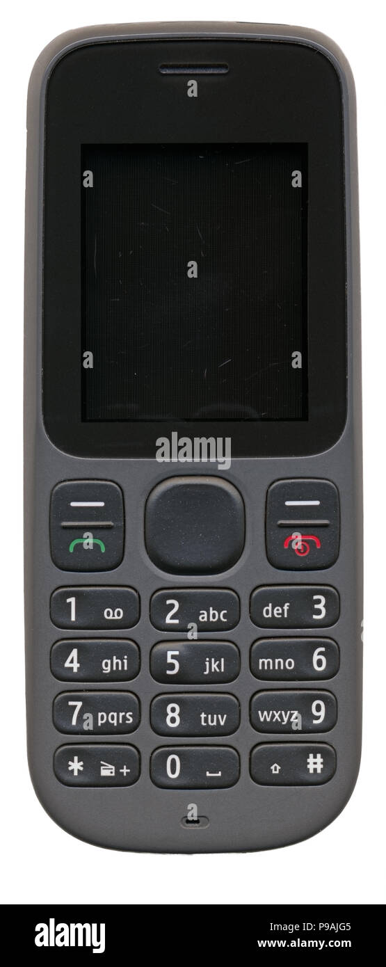 Old used mobile phone isolated on white Stock Photo - Alamy