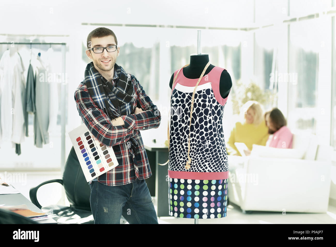 modern designer selects colors for a new collection of clothes Stock ...