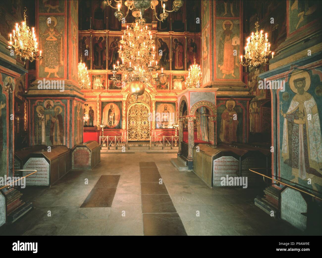 Interior of the Archangel Michael Cathedral in the Moscow Kremlin ...