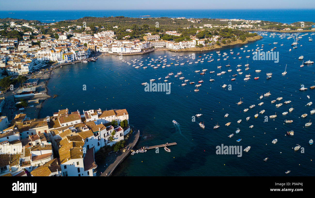The charming bay of Cadaques fishing village in the north of Spain from ...
