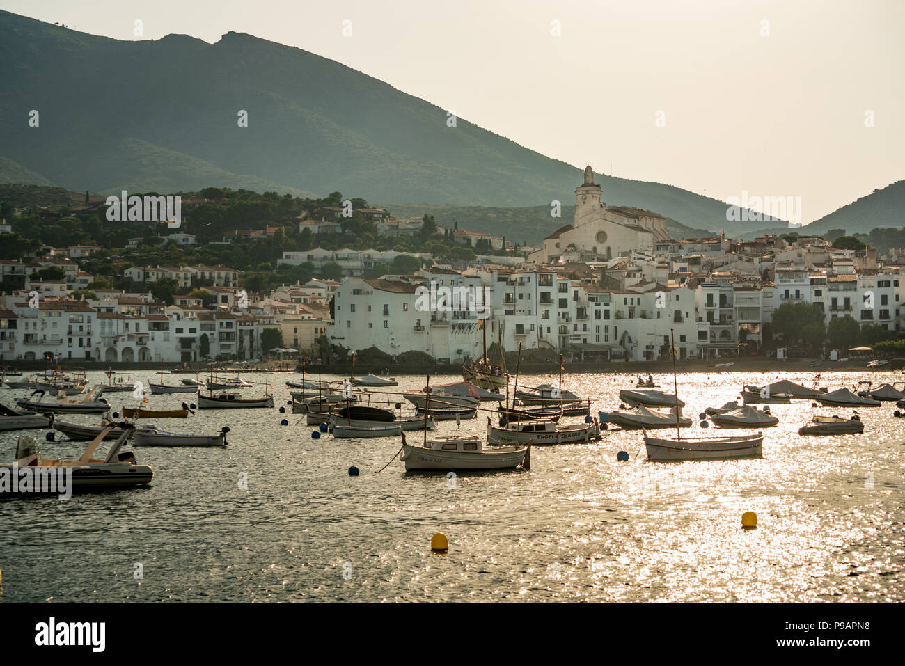 The charming bay of Cadaques fishing village in the north of Spain at ...