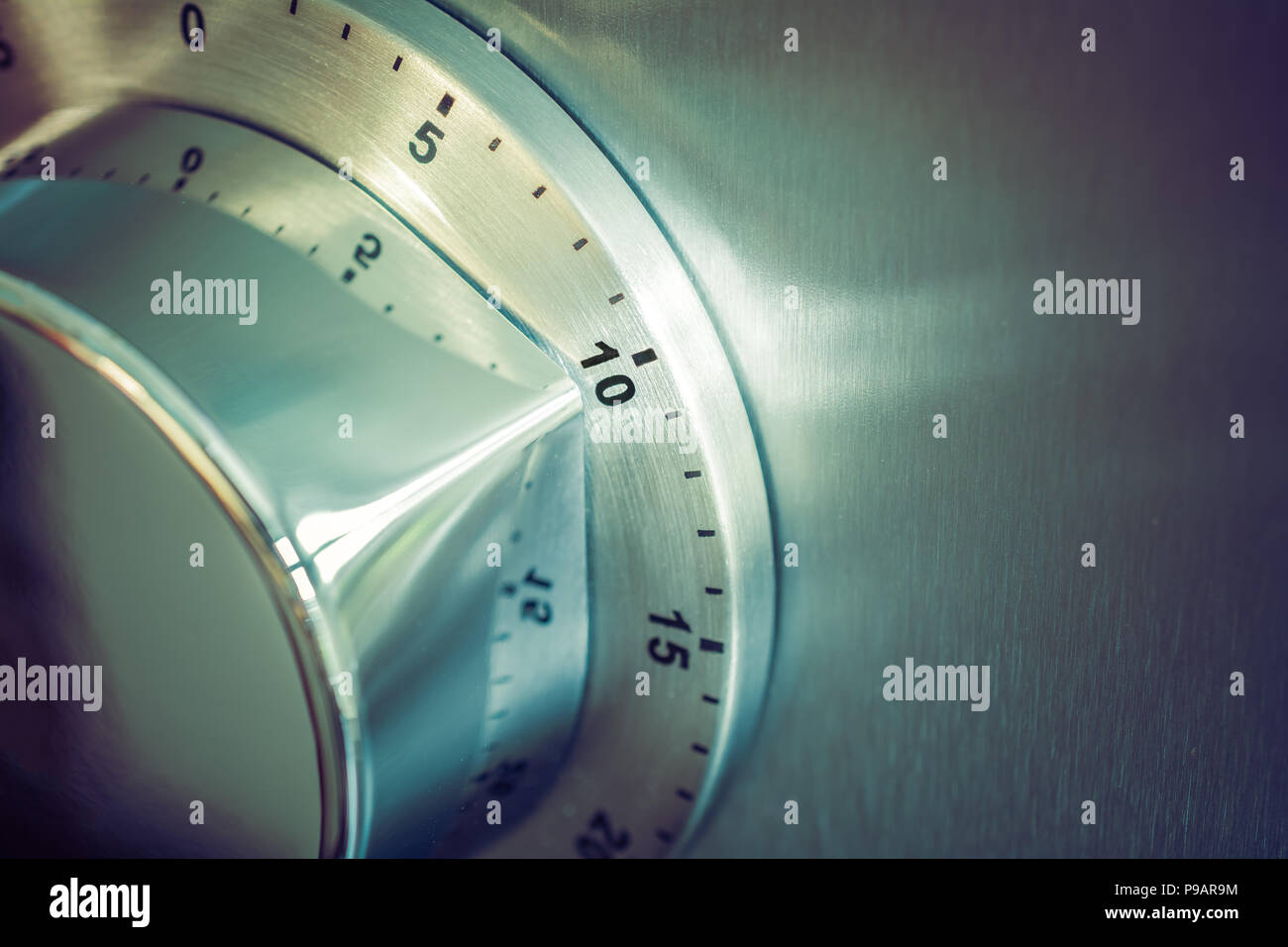 10 Minutes - Analog Chrome Kitchen Timer Placed On A Refrigerator Stock ...