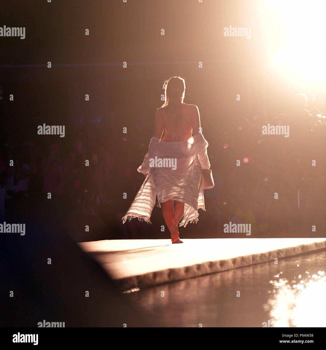 MIAMI, FL - JULY 15: A model walks the runway for the 2018 Sports ...