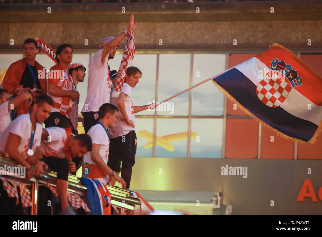Zagreb, Croatia. 16th July, 2018. Welcome ceremony of Croatian football ...