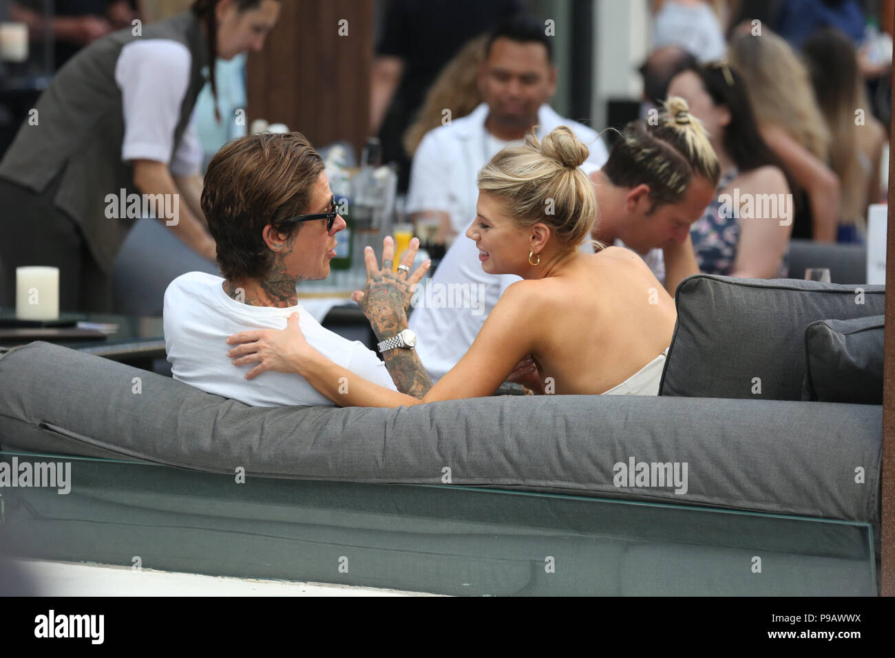 MIAMI BEACH, FL - JULY 15: Actress/ Model Charlotte McKinney with her ...