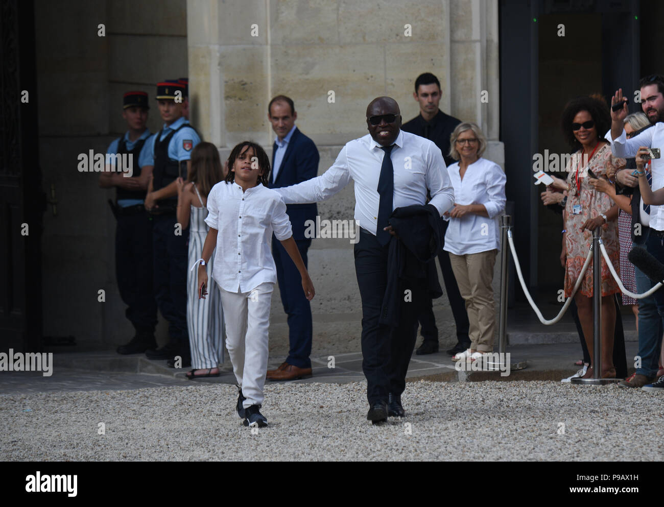 Paris, France. 16th July 2018. France's forward Kylian Mbappe's father ...