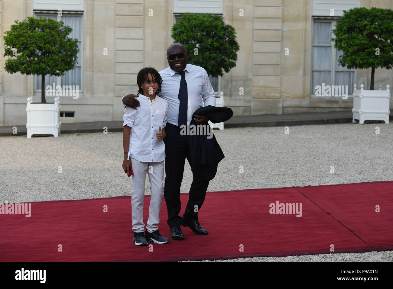 Paris, France. 16th July 2018. France's forward Kylian Mbappe's father ...