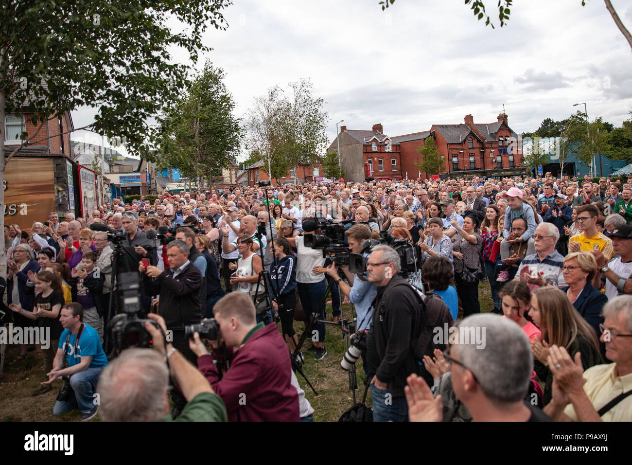 Andersonstown Road Belfast, Northern Ireland. 16th July 2018. Hundreds ...
