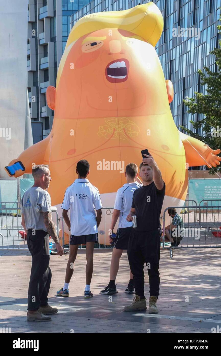 London, UK. 17th July 2018: People take photos of the 6 metre high ...