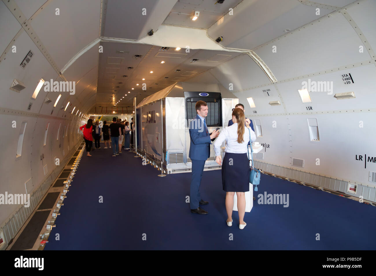 Farnborough,UK,17th July 2018,Cargologic air Boeing 747-8F interior on ...