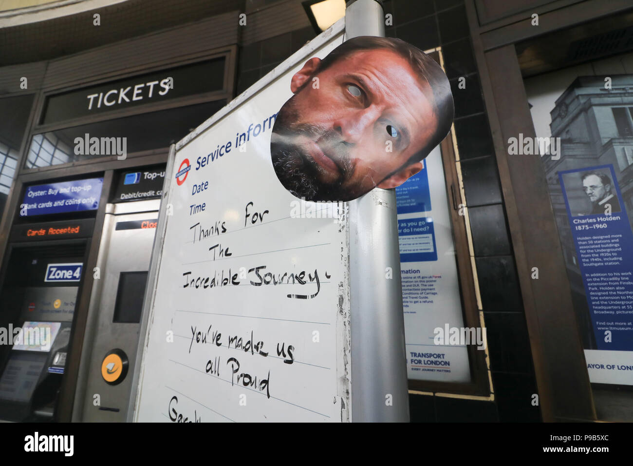 London UK. 17th July 2018 . Southgate underground station on the ...