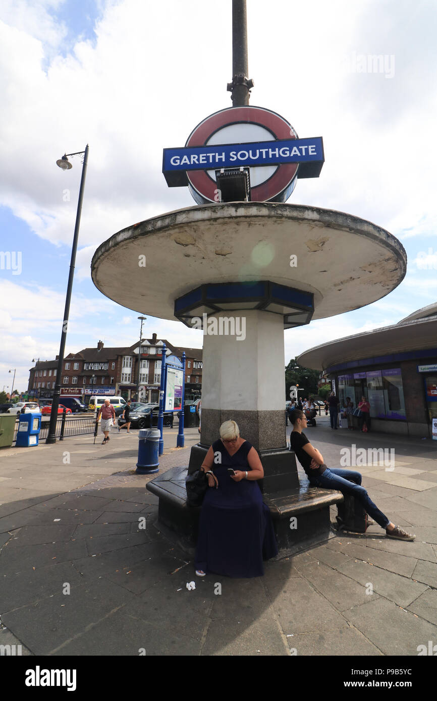 London UK. 17th July 2018 . Southgate underground station on the ...