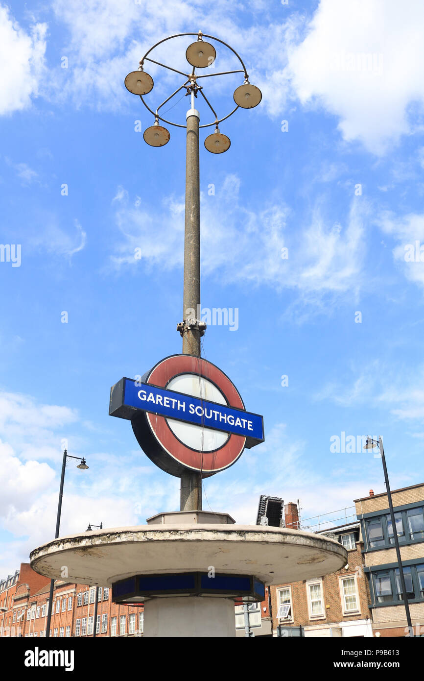 London UK. 17th July 2018 . Southgate underground station on the ...
