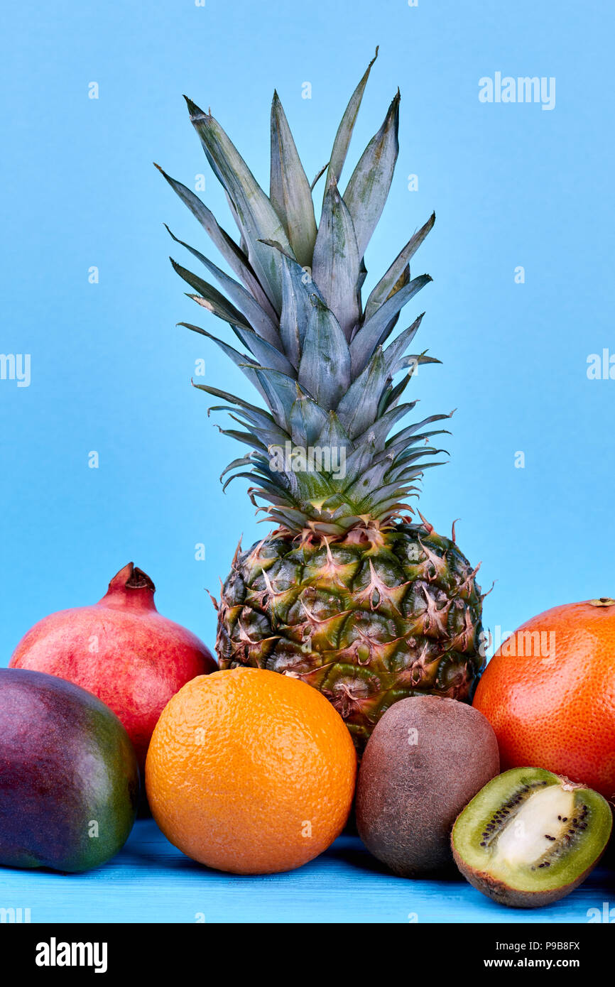 Composition of tropical and mediterranean fruits. Assortment of ...