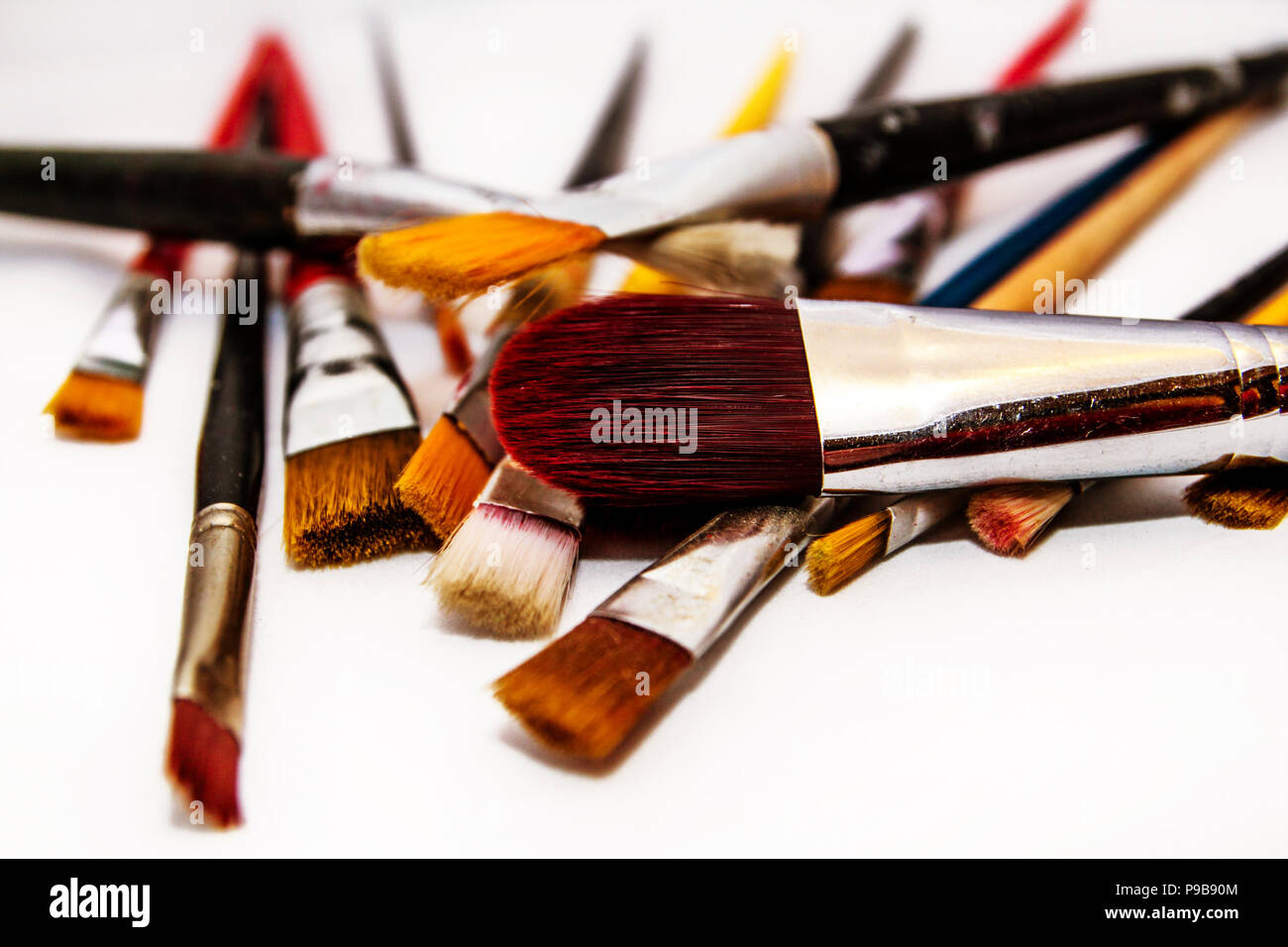 Brushes for painting group of objects white background Stock Photo - Alamy