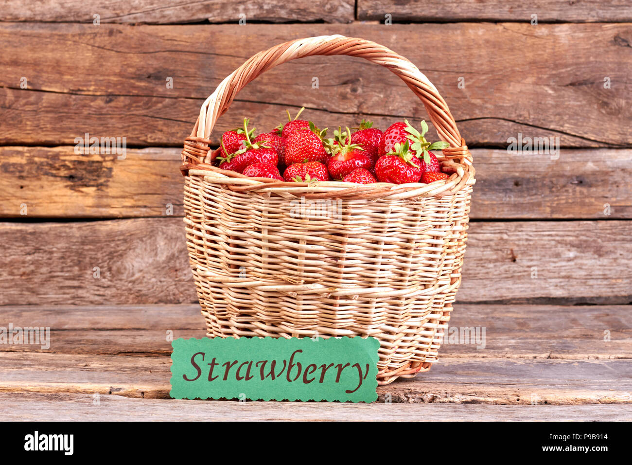Ripe strawberries in basket, front view. Fresh fragrant strawberries on ...