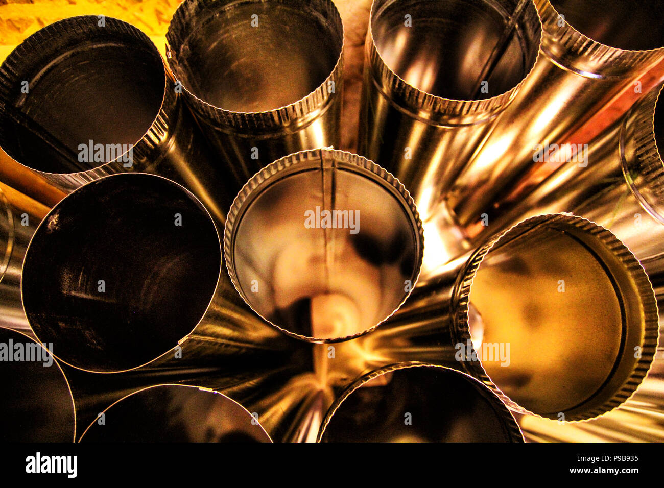 Ventilacion tin pipes, group of objects Stock Photo - Alamy