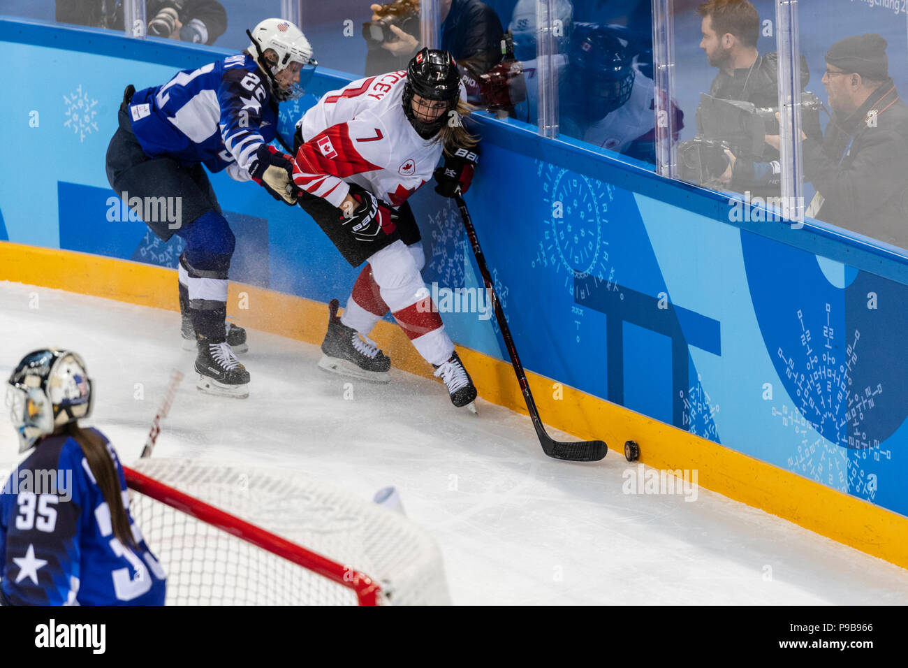 Laura Stacey (CAN) and Kacey Bellamy during the Gold medal Women's Ice ...