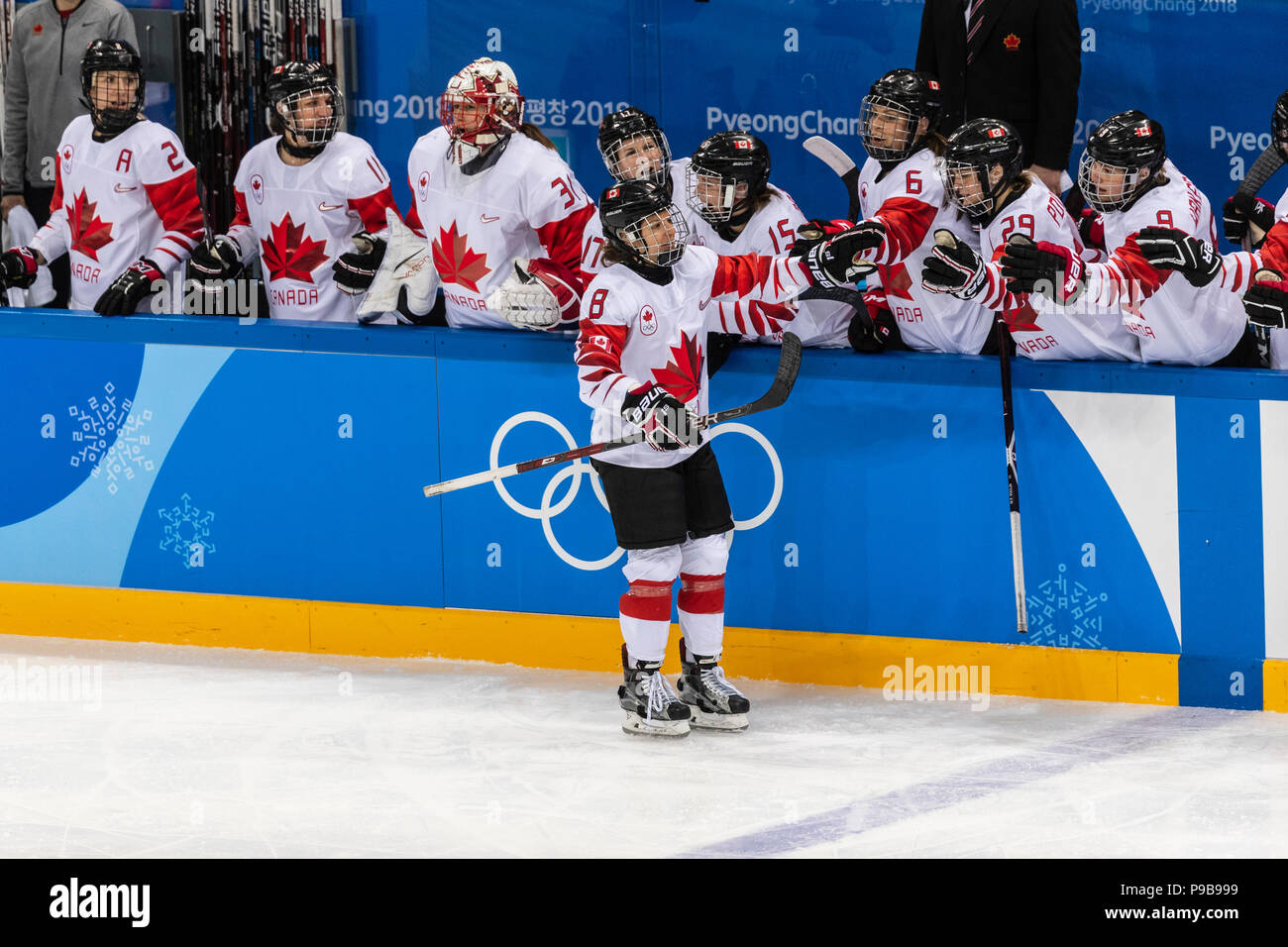 Laura Fortino and Team Canada celebrates scoring a goal in the Gold ...