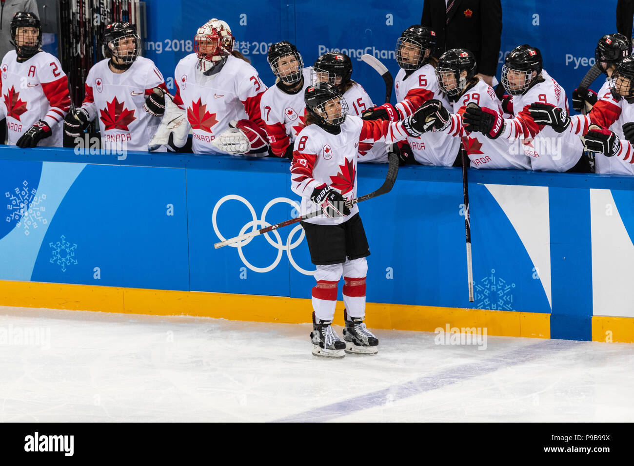 Laura Fortino and Team Canada celebrates scoring a goal in the Gold ...