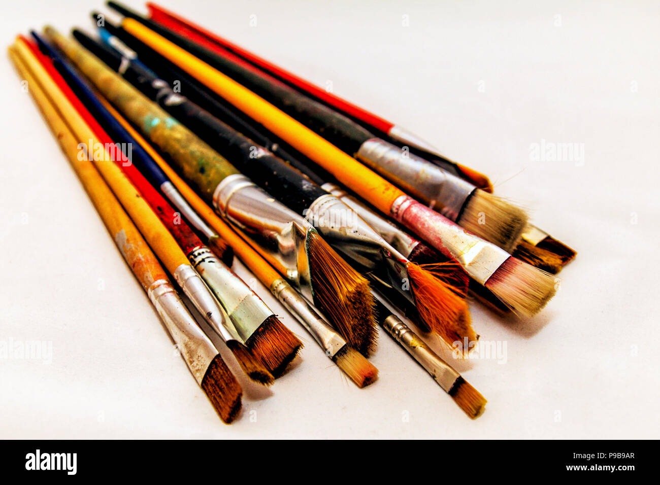 Brushes for painting group of objects white background Stock Photo - Alamy