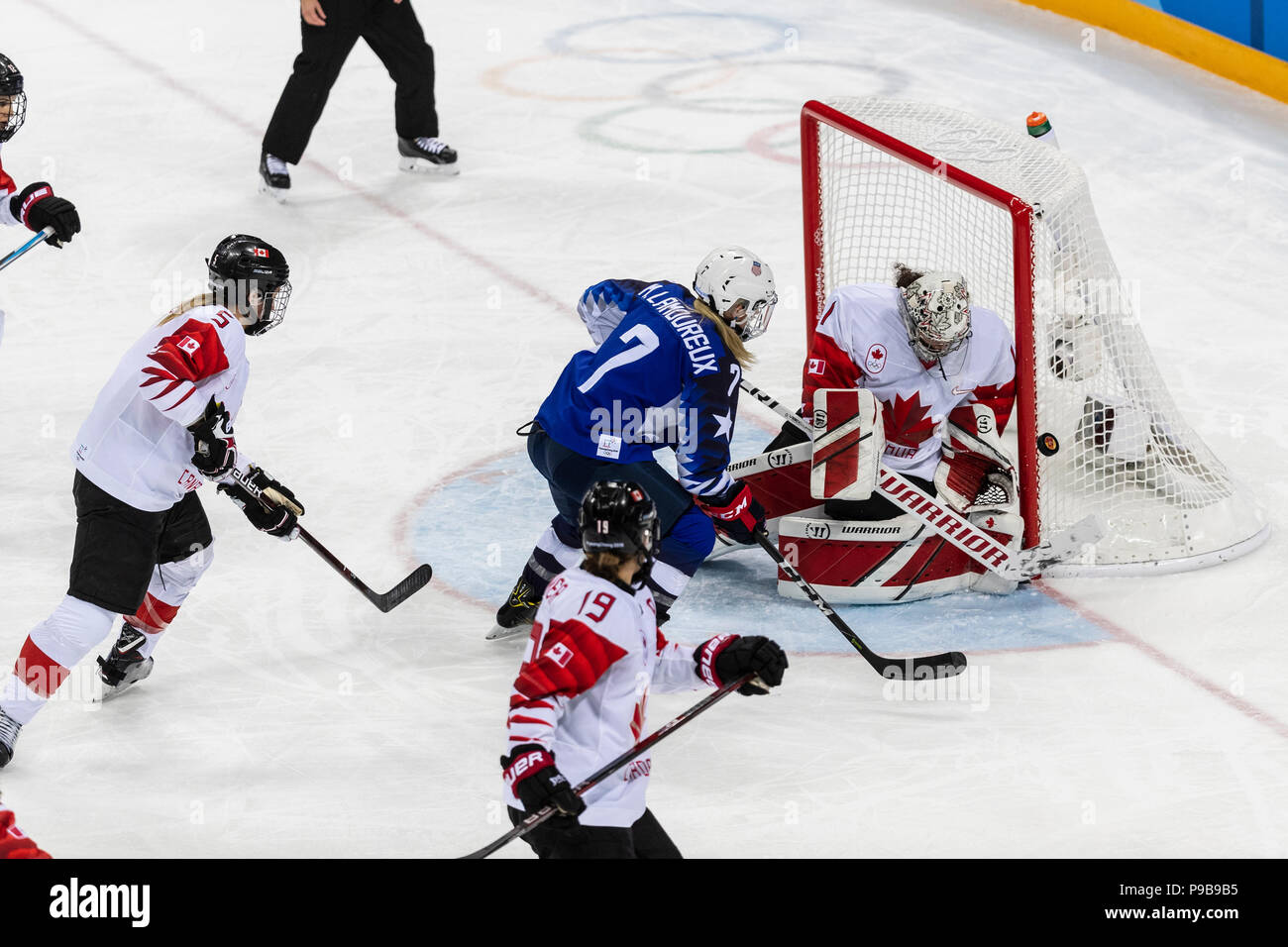 Monique Lamoureux-Morando (USA) and Goalie Shannon Szabados (CAN ...